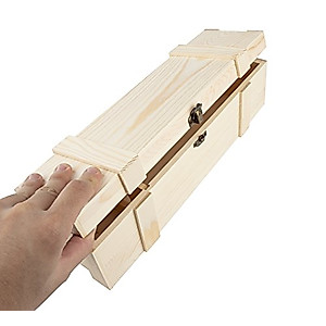 Juvale Wooden Wine Box - Single Wine Bottle Wood Storage Gift Case, Hinged with Clasp Box for Birthday Party, Housewarming, Wedding, Anniversary (13.82 x 3.98 x 3.94 in)
