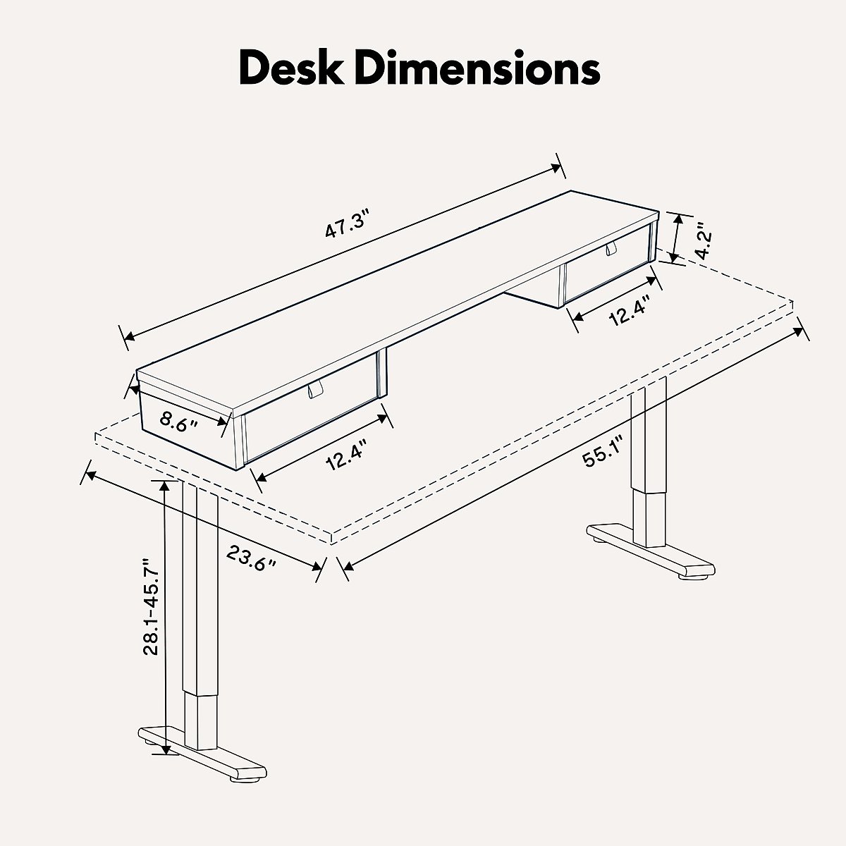 FLEXISPOT Electric Standing Desk with Drawer, Solid One-Piece Adjustable Height Desk with Storage Shelf, Ergonomic Monitor Stand for Computer Laptop (Black Frame/Black Top, 55 inch)