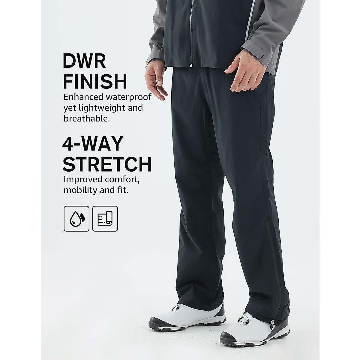 fit space Golf Climastorm Permanent Rain Pants Waterproof 20K Lightweight Performance Sporty Trousers (Black Pro, XX-Large)