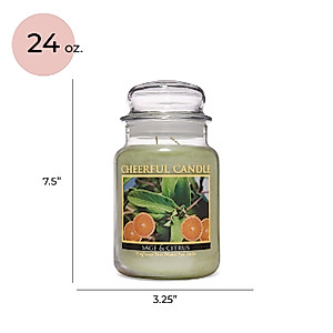 A Cheerful Giver - Sage & Citrus Scented Glass Jar Candle (24 oz) with Lid & True to Life Fragrance Made in USA