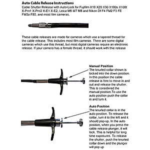 Sunset Foto 30cm / 12in Mechanical Cable Shutter Release with Bulb-Lock for Fujifilm X10 X20 X30 X100s X100t X-Pro1 X-Pro2 X-E1 X-E2 Leica M6 M7 M8 Nikon Df F4 FM2 F3 FE FM3a F80 Threaded Release