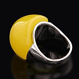 Zyoenxl Big Red Semi-Precious Stone Ring for Female opal Anillos Accessories Ring (Yellow, 9)