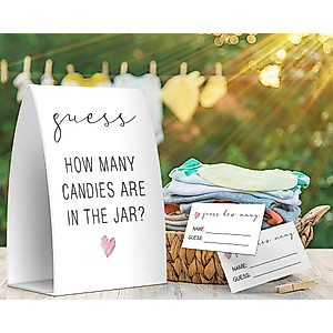 Guess How Many Candies Are In The Jar, Baby Shower Games, Baby Shower Decorations - One Sign and 50 Cards(MANY027)
