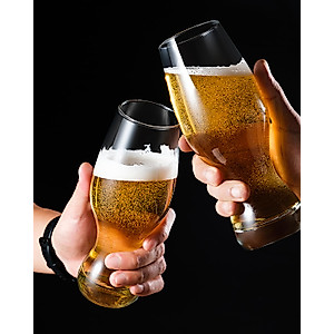 LUXU Craft Beer Glasses Set of 2 Professional IPA Glasses,Lead-Free Crystal Beer Pint Glass,Clear Pilsner Wheat Beer Glasses,Solid Glassware Beer Cup,Classic Beer Gifts for Lager,Ale,Water and Men