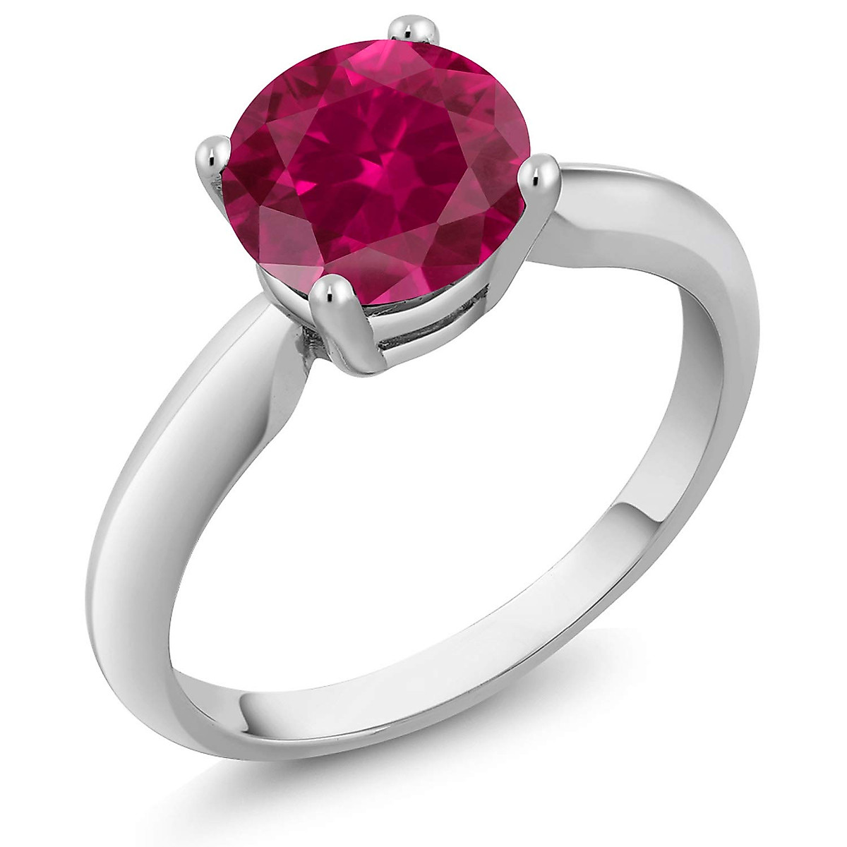 Gem Stone King 925 Sterling Silver Round 7MM Gemstone Birthstone Solitaire Engagement Ring | Wedding Engagement Anniversary Promise Ring For Women