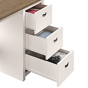 Lavish Home Computer Desk with 3-Drawers, White and Wood Finish