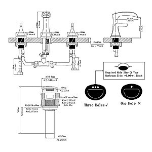 Bathfinesse 3 Hole Widespread Bathroom Faucet Two Handle 8 Inch Matte Black Bathroom Sink Faucets & Parts with Pop Up Drain Assembly Deck Mount Lacquer Vanity Stylish Modern Supply Hose Lead-Free