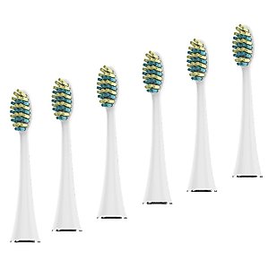 Voom Sonic Pro 7 Series Replacement Brush Heads Advanced Bristle Technology Soft Dupont Nylon Bristles Oral Care - White - 6 Count (Pack of 1)