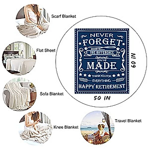 Wisegem Retirement Gifts for Men - Retirement Gifts for Women -Retirement Gift Blanket 60"x 50" - Farewell Gifts for Coworker Boss - Gifts for Coworkers Men - Happy Retirement Throw Blankets