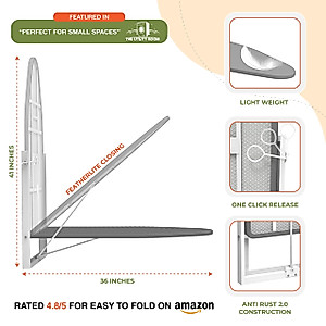 Xabitat Wall Mounted Ironing Board, 36.2" X 12.2" Compact Mount Fold Down Iron Board for Small Spaces, Space Saving with Cotton Fabric Cover, Black and Grey