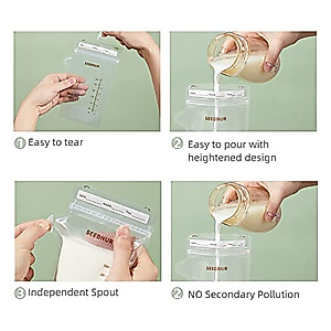 SEEDNUR Breastmilk Storage Bags Breast Pump Bag Breastmilk Storage Container 7 OZ Nursing Bags Breastfeeding Essentials 100 Count(Mom)