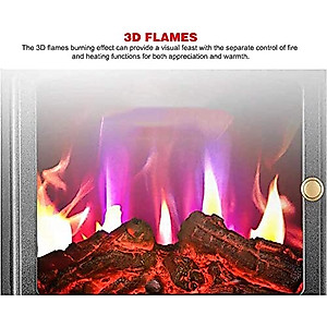 VOMKR Large Electric Stove Fires Freestanding, Electric Fireplace Stove Heater, Recessed and Wall Mounted Freestanding Fireplace with Wood Burning LED Light (Size : Remote Control)
