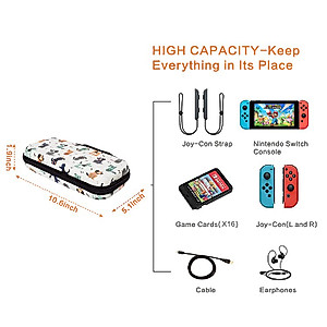 Nintendo Switch Case OLED Model 2021, Carry Case for Nintendo Switch for Boy Girls-Travel Storage Hard Shell Cover with 16 Game Card Slot for Switch Console Joy-Con & Accessories, Dog