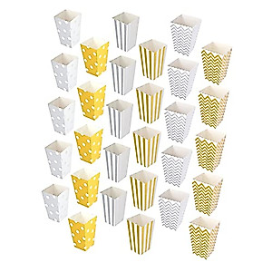 Cabilock 30pcs Popcorn Boxes Popcorn Box Cardboard Popcorn Box Paper Chicken Box Paper Candy Container Snack Container Candy Containers Popcorn Containers Vertical Stripe Boxes Party Supply