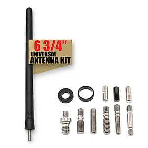 Votex Black Short Rubber 6 3/4" Universal Antenna Kit - Car Wash Proof, Easy Setup, Enhanced Reception with Copper Coil, USA Stainless Steel Threading, Flexible & Durable Fits Cars, Trucks, SUVs
