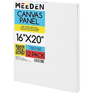 MEEDEN 12-Pack Canvas Boards for Painting, 16 × 20 Inches Blank White Canvas Panels, 100% Cotton, 8 oz Gesso-Primed, Canvas Art Supplies for Acrylic Pouring Airbrushing & Oil Painting