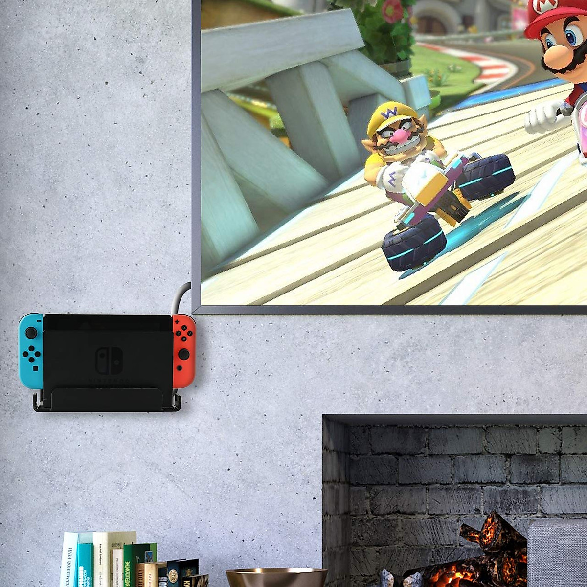 TXEsign Floating Wall Mount for Nintendo Switch, Black, 7.12"L x 3"W x 2.5"H