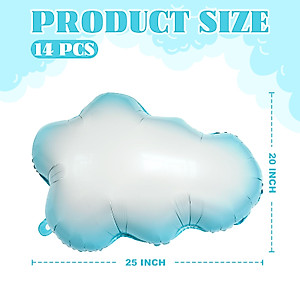 14 Pcs Cloud Balloons, Large White Clouds Foil Mylar Balloons, Happy Cloud Mylar Balloon for Birthday Themed Party Decorations Supplies