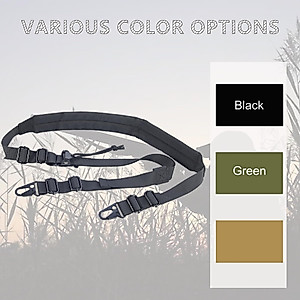 Two Point Traditional Sling Quick Adjust Rifle Sling All Metal Hardware with Wide Padded Shoulder Strap (Black)