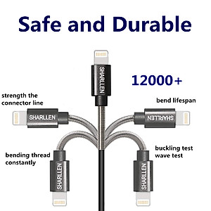 iPhone Charger Cable Sharllen Spring iPhone Lightning Cable 5Pack 6FT USB Fast Charging & Data Sync Cord Long iPhone Charging Cable Compatible iPhone Xs/Max/XR/X/8/8P/7/7P/6/6S/SE/iPad/iPod Black