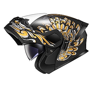 KYPARA Motorcycle Dual Visor Flip up Modular Full Face Helmet with DOT Certification of Impressionism (M, Michael.Matt)