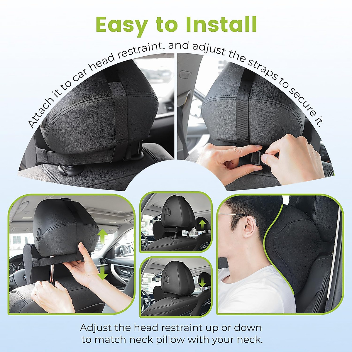Dreamer Car Back Support Lumbar Support for Car & Car Neck Pillow kit for Driving Fatigue Relief,Memory Foam Ergonomic Car Pillow Comfort Your Neck and Back,Black