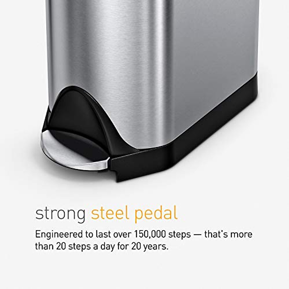 simplehuman 10 Liter / 2.6 Gallon Butterfly Lid Bathroom Step Trash Can, Brushed Stainless Steel with Black Trim