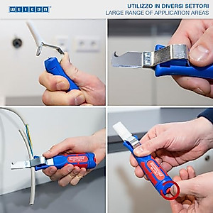 WEICON Cable Stripper No. 4-28 H/Cable Stripping Tool with Hooked Blade/Adjustable Cutting Depth/Range of 4-28 mm/100% Germany Made