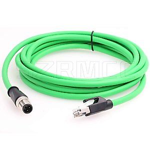 SZRMCC M12 Ethernet Cable D-Code 4 Pin Male to RJ45 Connector High Flex Cat5e Shielded Waterproof Network Cable for Industrial Camera Sensor (10m,Green)