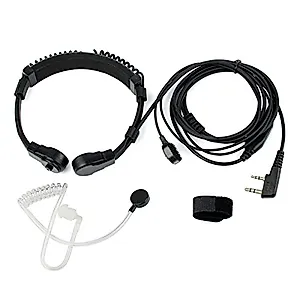Retevis Adjustable Throat Mic Walkie Talkie Earpiece with Mic, Earpiece with Finger PTT, Compatible RT22 RT21 H-777 RT68 RT22S RT19 Walkie Talkie, Covert Tube 2 Way Radio Headset(1 Pack)