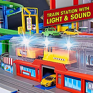 DICKIE TOYS: Majorette Super City Garage Playset with 6 Die-Cast Cars, Parking Building Play World on Seven Floors, 6 Light and Sound Effect Systems, For Ages 3 and up , 128 x 78 x 73 cm