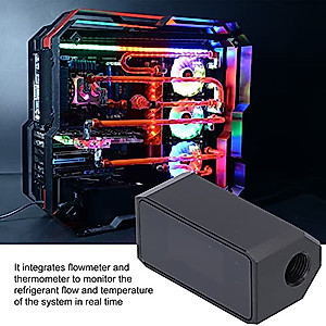 Water Cooling Temperature Display, Water Cooling Flow Meter Temperature Display Highly Accurate Flowmeter Thermometer Flow Meter for PC Temperature Display