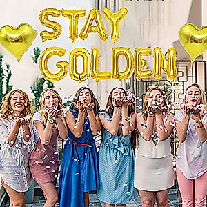 KUNGOON Stay Golden Balloon Banner,Gold Birthday Hanging Balloons for Birthday Baby,Funny Retirement Party Decorations.(16 inch)
