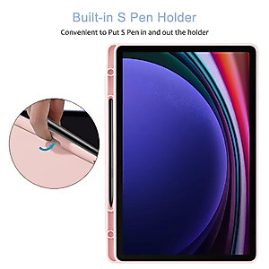 SoFunMoky for Samsung Galaxy Tab S9 Plus Case 12.4 Inch 2023 with S Pen Holder Multiple Angles Glitter Shining Gold Leopard Cheetah Full Protective Auto Wake Sleep Bling for S9+ Tablet Cover, Pink