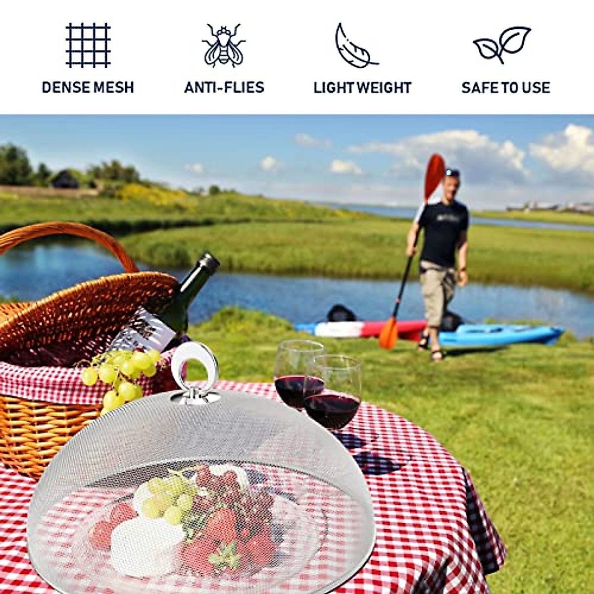 Food Tents 1pc Mesh Food Cover, Stainless Steel Food Tent, Large Screen Food Cover Tent, Metal Mesh Food Cover for Indoor Outdoor Picnic Caming (15.7inch/ 40cm) Picnic Accessories