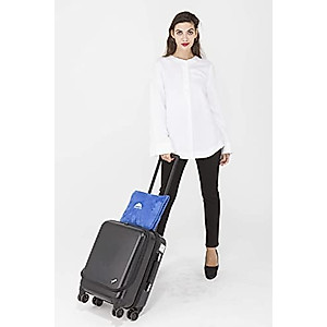 BlueHills Premium Soft Travel Blanket Pillow Airplane Blanket Packed in Soft Bag Pillowcase with Hand Luggage Belt and Backpack Clip, Compact Pack Large Blanket for Any Travel (Royal Blue T003)