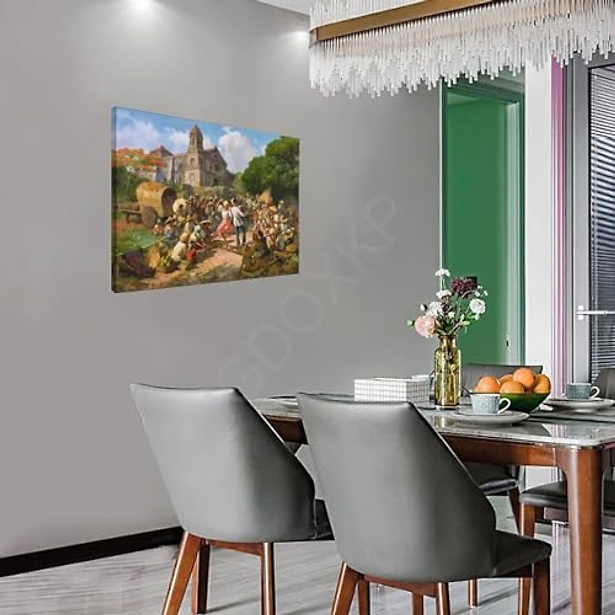 Tinikling Dance Art Poster by Philippine Rural Landscape Painter Fernando Amorsolo Canvas Poster Wall Art Decor Print Picture Paintings for Living Room Bedroom Decoration Frame-style 20x16inch(50x40cm