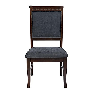 FurnitureR Set of 4 Solid Wood Legs Traditional Style Seat Cushion and Backrest Kitchen Living Room Dining Chair, Grey