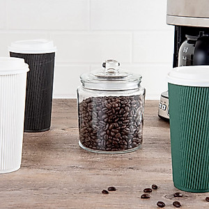 Restaurantware Vetri 0.2 Gallon Glass Storage Jar 1 Dishwashable Glass Cookie Jar - Airtight Seal Wide Opening Clear Glass Candy Jar Knob Handle Lid For Kitchen Laundry Or Storage