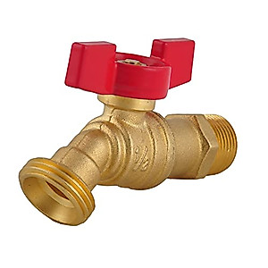 LD Longda Male Hose Bibb 1/2" MIP × 3/4" MHT with 1/4-Turn Water Hose Shut Off Valve, Hreaded Garden Hose Outlet Ideal for Gardens, patios, Boiler Drain (1-Pack)