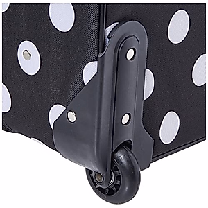 Rockland Fashion Softside Upright Luggage Set,Expandable, Telescopic Handle, Wheel, Black Dot, 2-Piece (14/19)