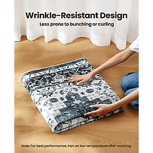 AMADA HOMEFURNISHING 5x7 Washable Area Rug, Low-Profile Living Room Rug with Non-Slip Backing & Durable Edge Binding, Area Rugs 5x7, Vintage Rugs for Living Room, Bedroom, Dinning Room