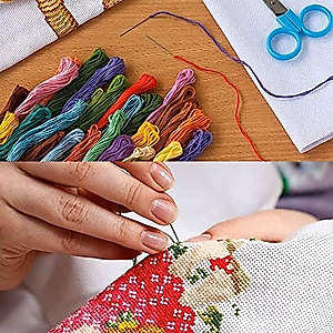 Disxvivy Cross Stitch Stamped Full Embroidery Kits DIY 11CT Cotton Thread Printed DIY Needlepoint Kits DMC Craft Needlework Set Cross-Stitch Stamped Sets-Evergreen 17.7×17.7 inchs