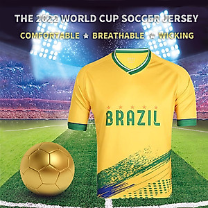 Fan Soccer Jersey Official Brazil 2022 World Cup (Brazil, Small)