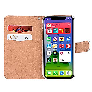 Girlyard Case for iPhone 12 / iPhone 12 Pro 6.1 Inch, Bling Glitter Rhinestone PU Leather Wallet Case with Card Holder Flip Magnetic Kickstand Shockproof Protective Cover - White, Beauty in Red Dress