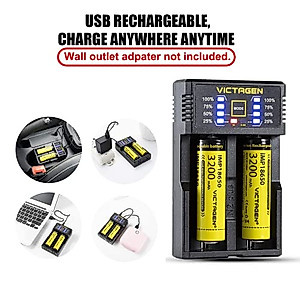 VICTAGEN Universal Smart Charger, Speedy 18650 Battery Charge for 3.7V Batteries 14500 Lithium ion 18490 18350 17670 17500 16340(RCR123), Ni-MH Ni-CD C IMR 10440 AA, AAA Rechargeable Battery