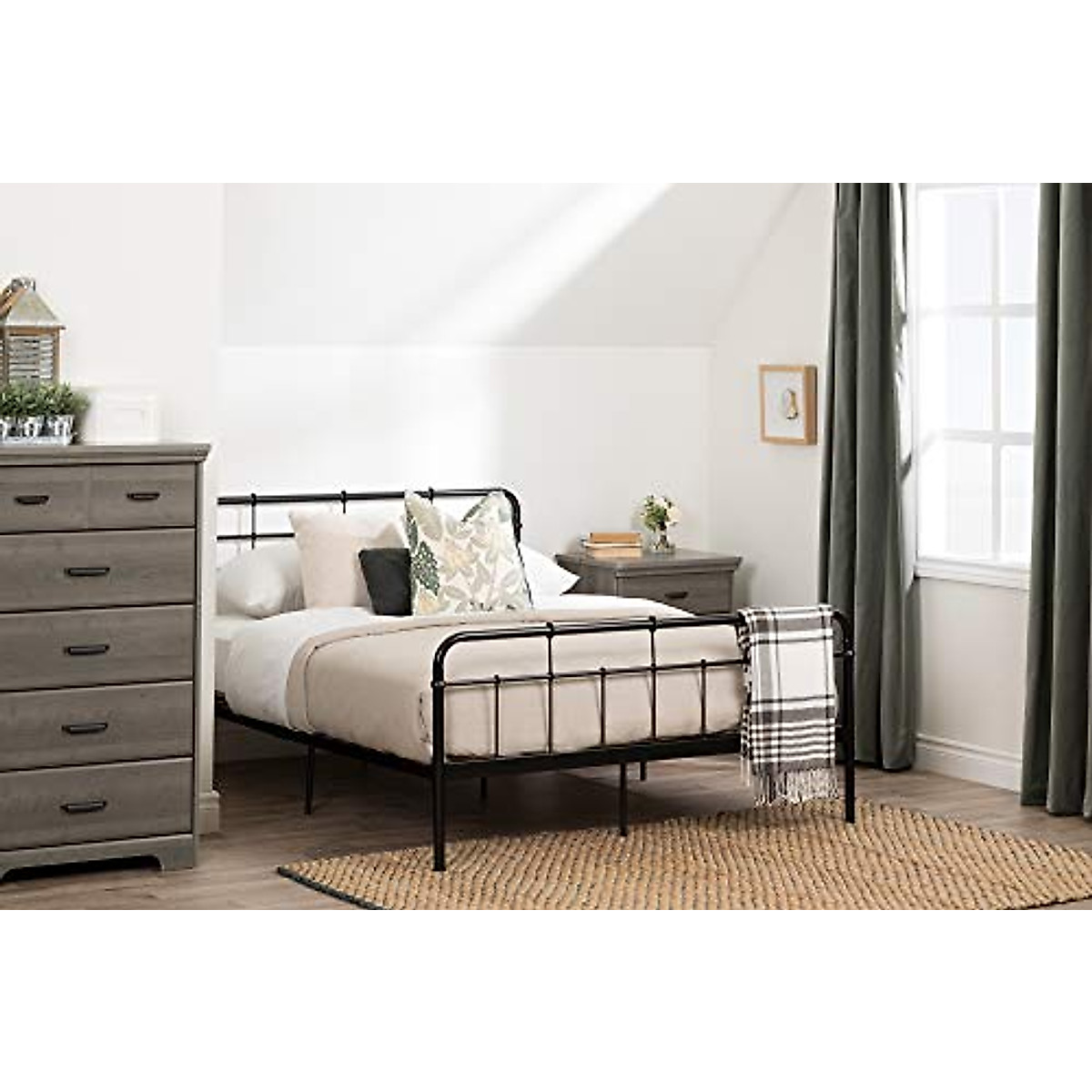 South Shore Versa Metal Complete Bed-Full-Black