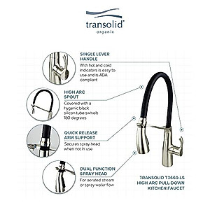 Transolid T3660-LS Organix Pull-Out Kitchen Faucet, Luxe Stainless