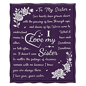 Jekeno Sisters Gifts from Sister Blanket, Sister Throw Blanket for Bed Couch 50"x60"