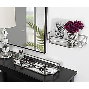 Kate and Laurel Ciel Modern Glam Metal Wall Shelf Set, Set of 2, Silver, Elegant Wall Decor and Storage